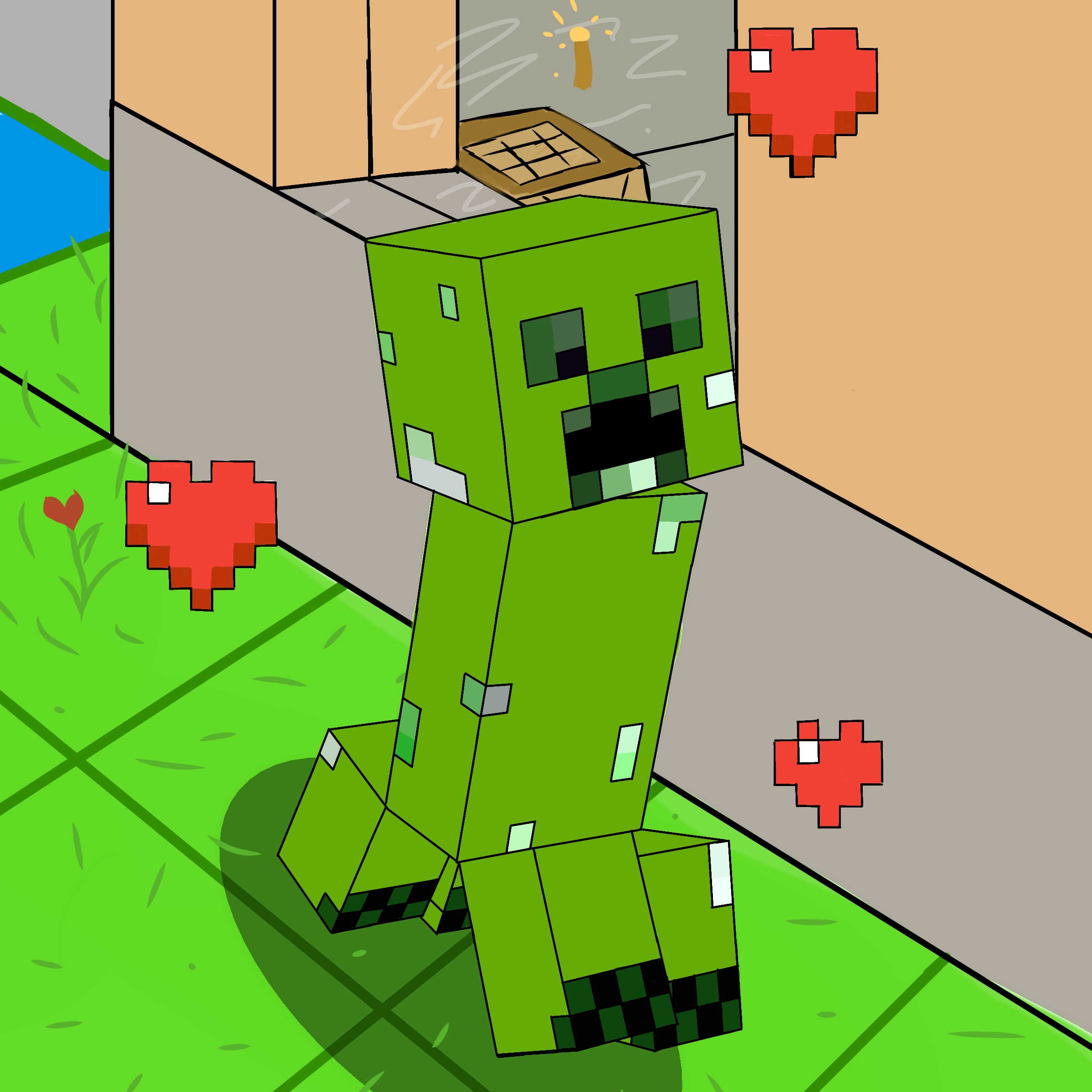 minecraft creeper walking coloring pages